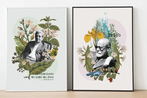 Psicanartes - Pôster Lacan e Freud (a)flora - Duplo